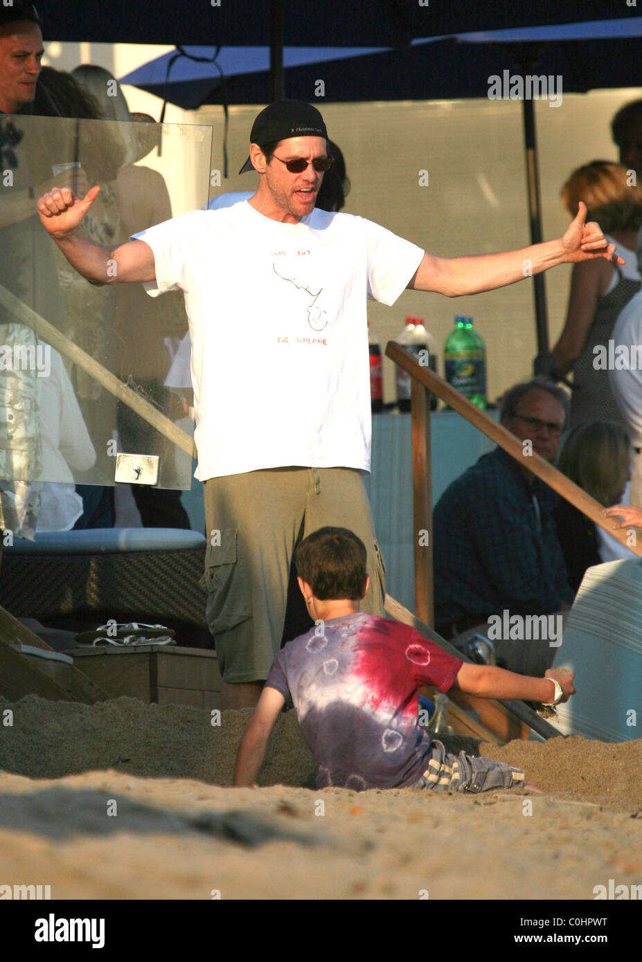 Jim Carrey enjoys a day at the beach in Malibu Los Angeles, California ...