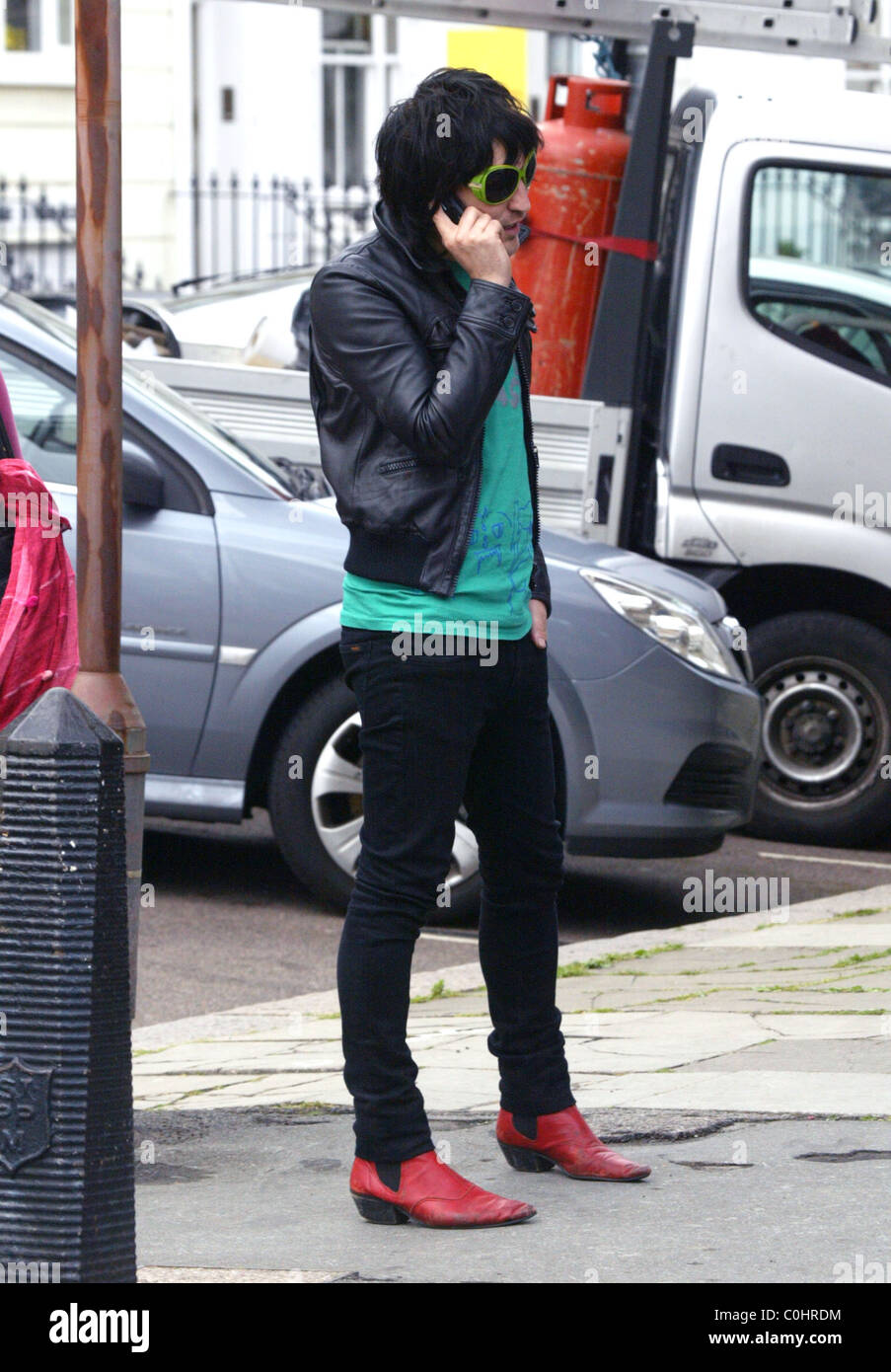 Noel Fielding of The Mighty Boosh takes a phone call as he meets ...