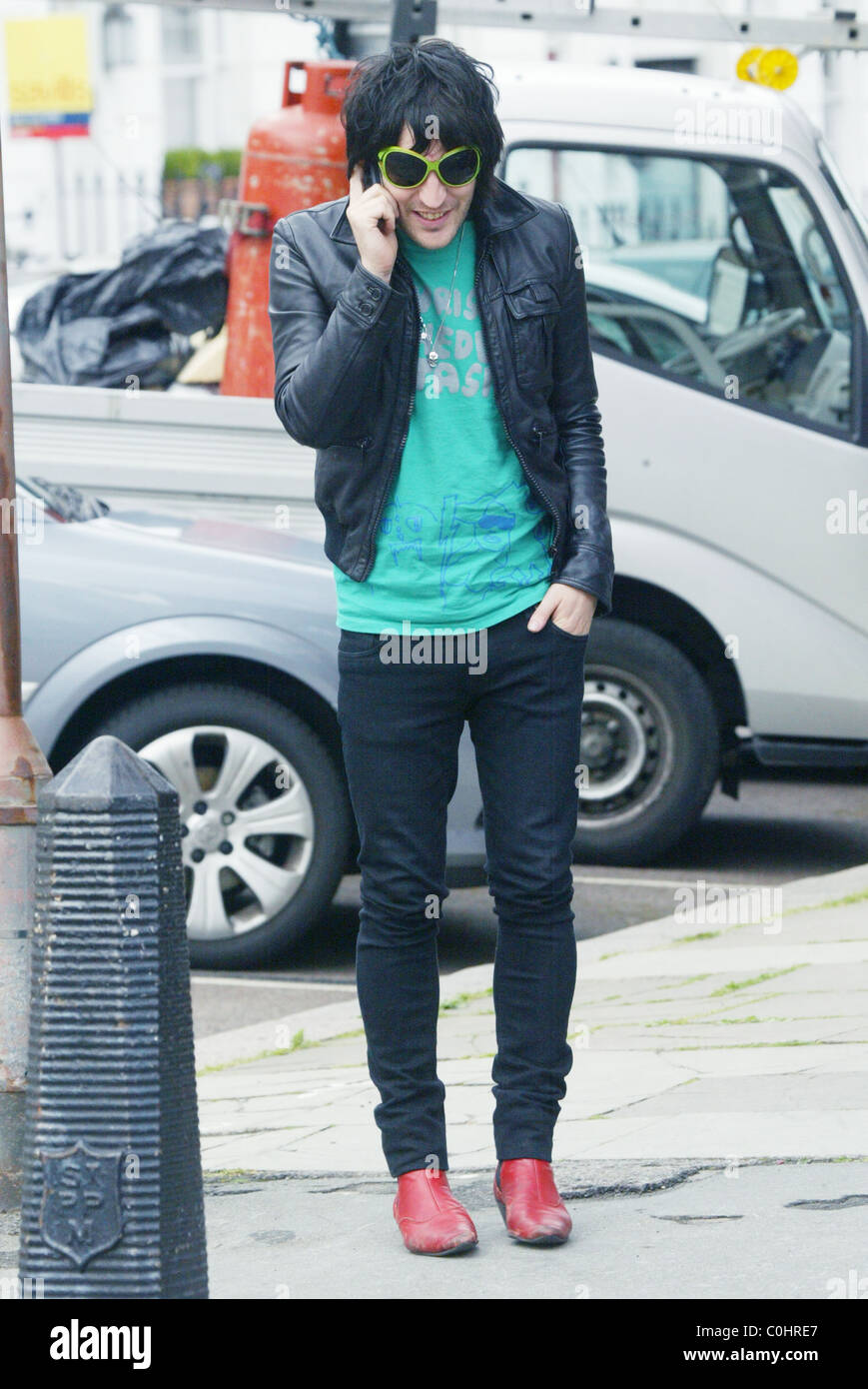 Noel Fielding of The Mighty Boosh takes a phone call as he meets ...