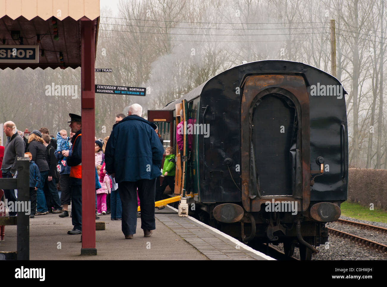 Passengers Getting Off A Steam Train At Bodiam East Sussex England ...