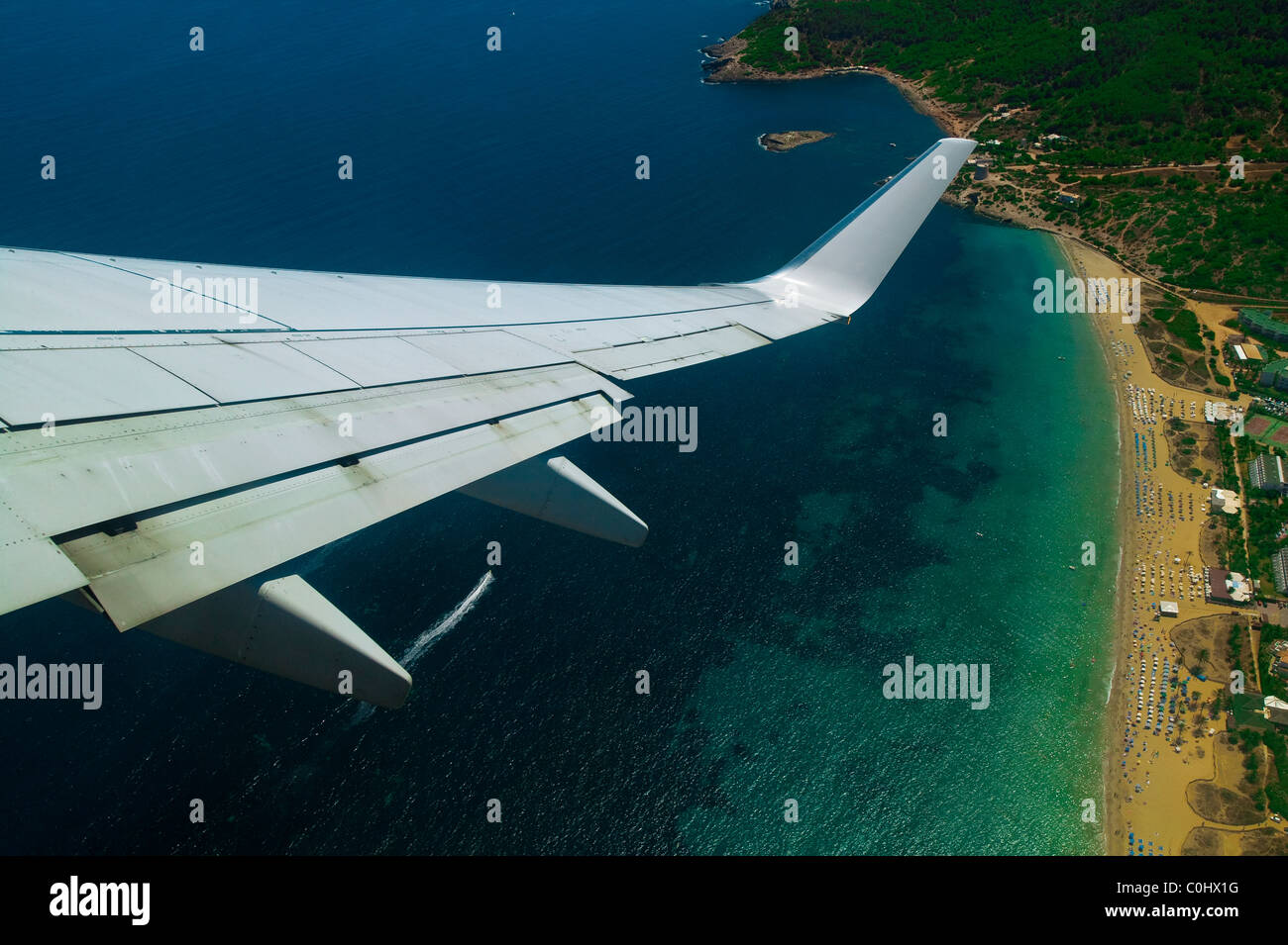 Plane Over Ibiza, Balearic Islands, Spain Stock Photo - Alamy