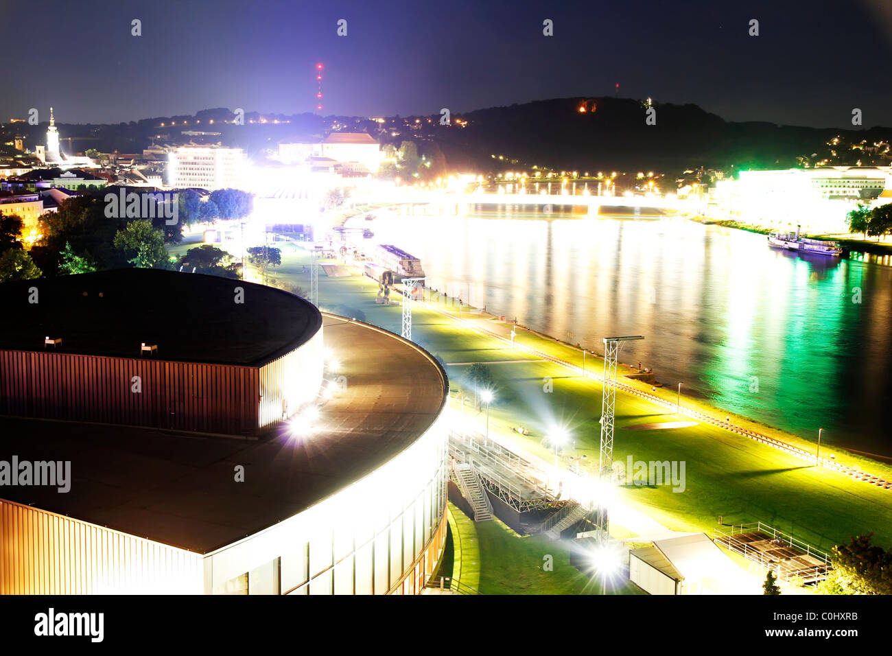 Linz by night Stock Photo - Alamy