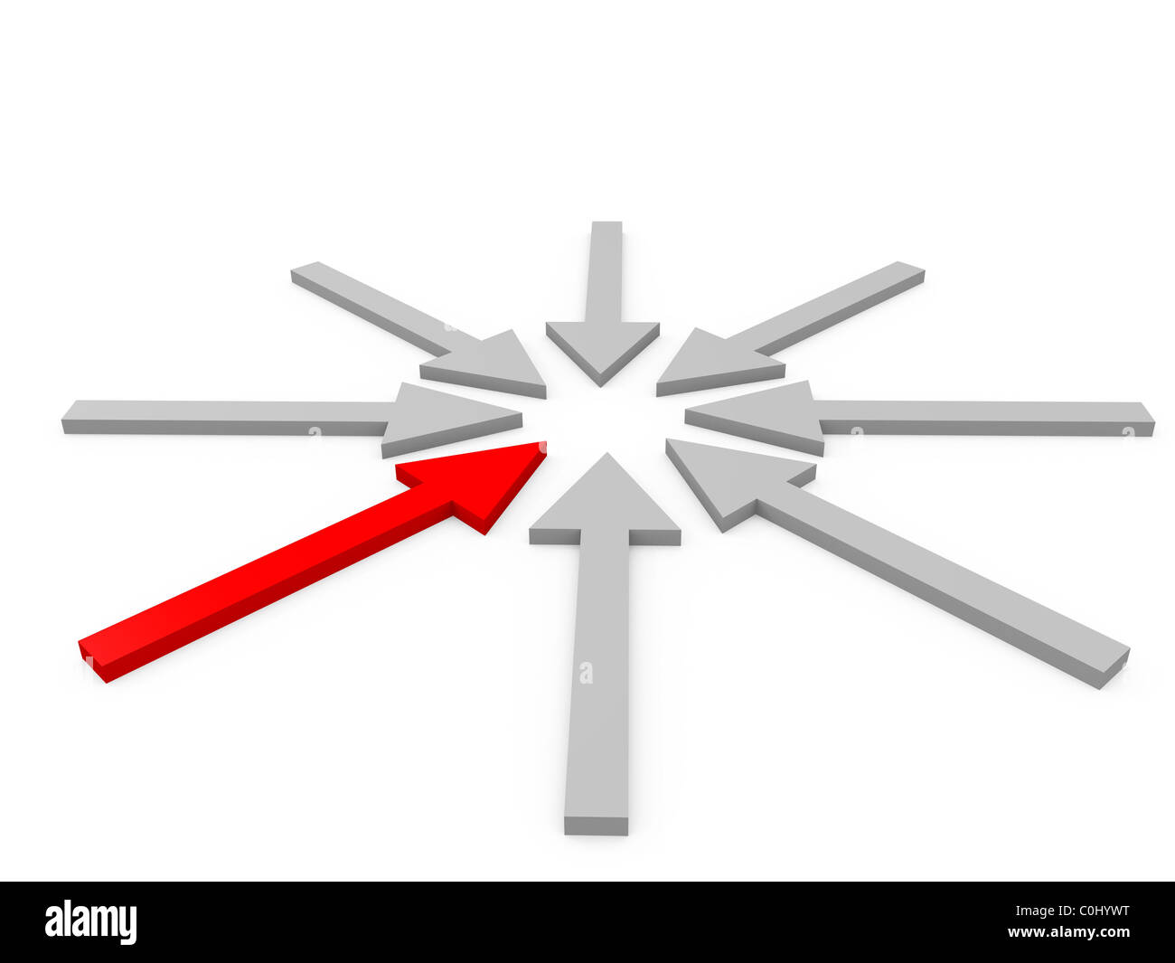 Arrows pointing to the center Stock Photo - Alamy
