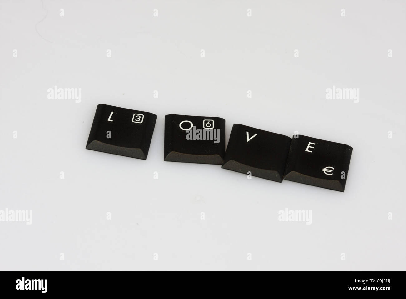 Word "Love" made of keyboard keys on white background Stock Photo - Alamy