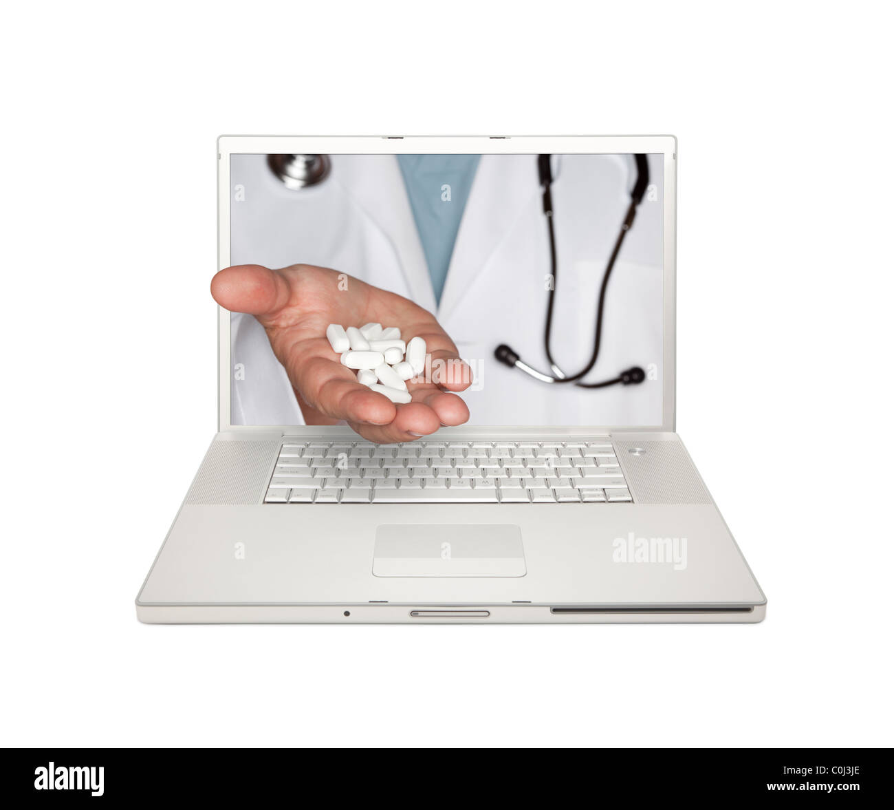 Doctor laptop monitor Cut Out Stock Images & Pictures - Alamy