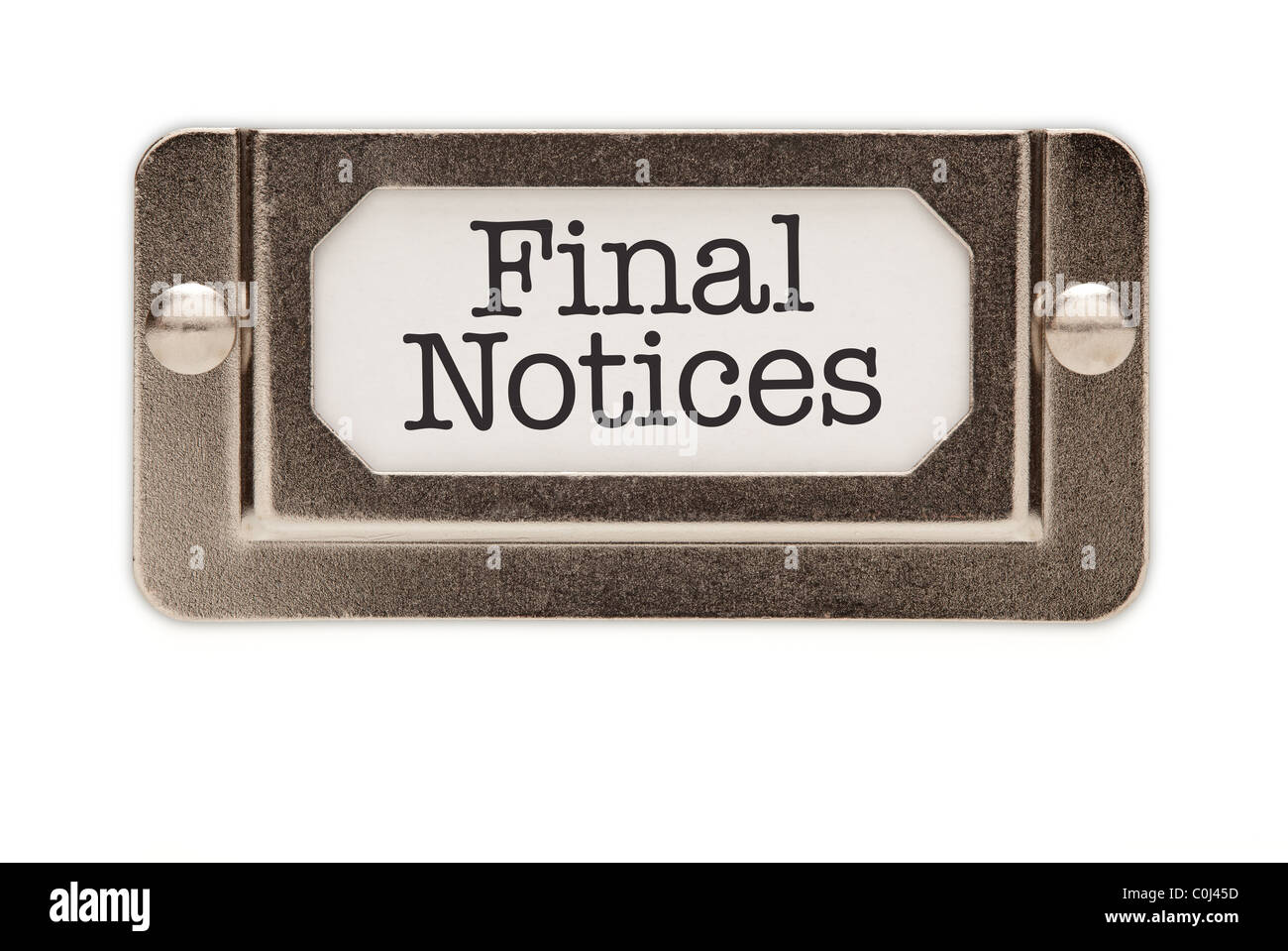 Final Notices File Drawer Label Isolated on a White Background Stock ...
