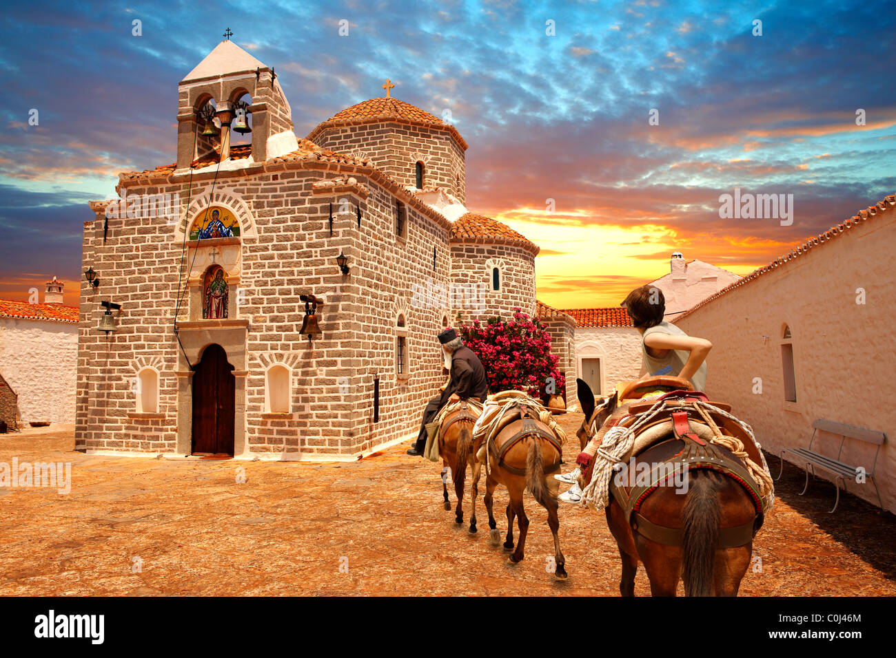 Greek Orthodox Monastery of the Profitis Ilias, Hydra, Greek Saronic ...
