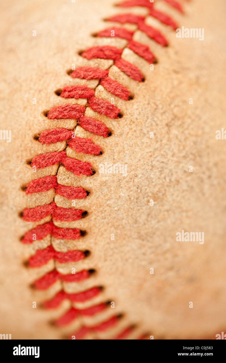 Macro Abstract Detail of Worn Leather Baseball Stock Photo - Alamy