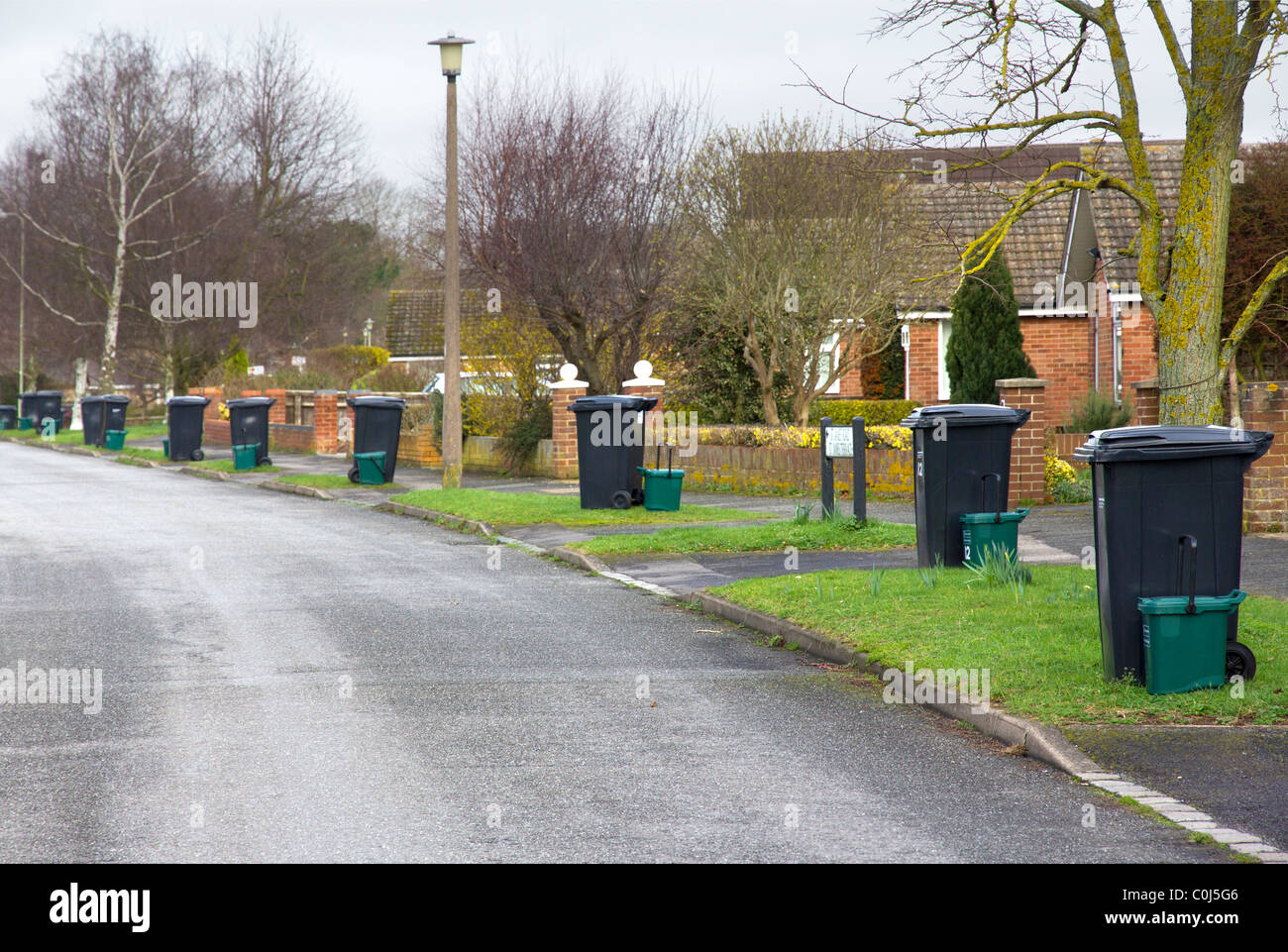 Garbage collection day in Radley Village Oxfordshire Stock Photo - Alamy