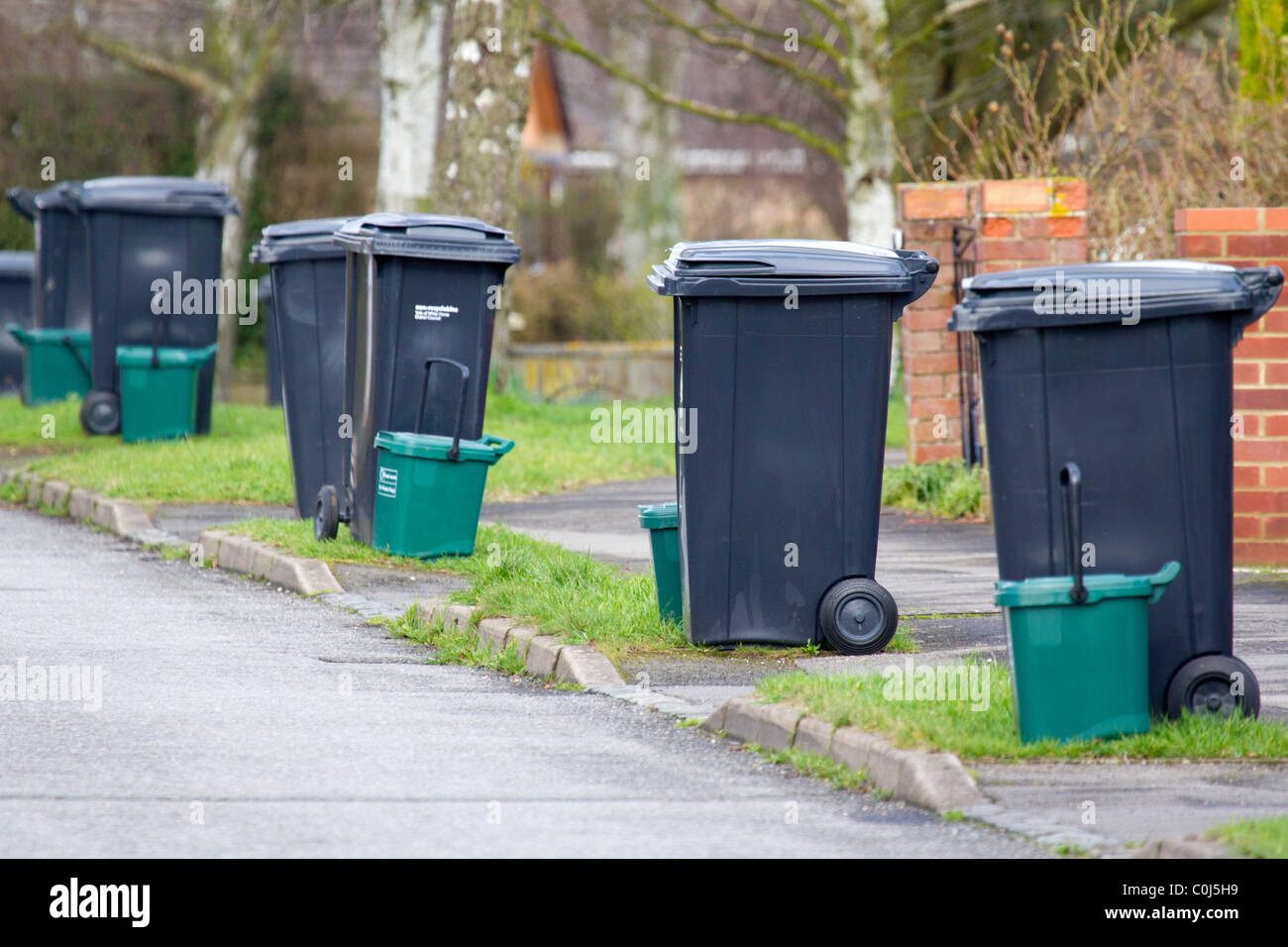 Garbage collection day in Radley Village Oxfordshire Stock Photo - Alamy