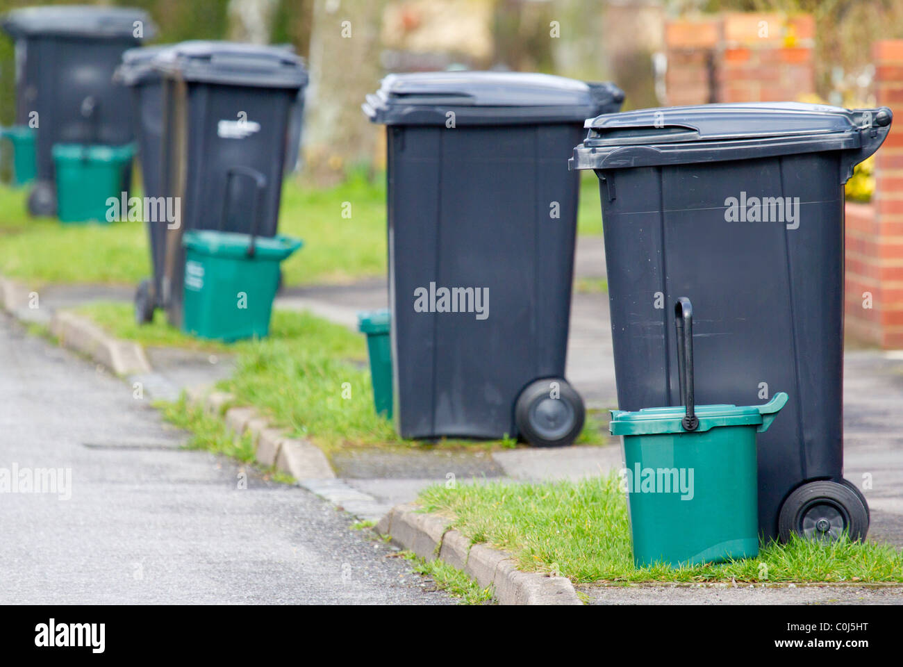 Garbage collection day in Radley Village Oxfordshire Stock Photo - Alamy