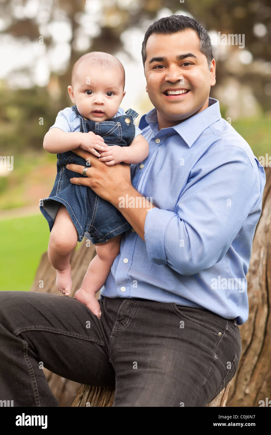 Handsome Hispanic Father and Son Posing for A Portrait in the Park ...