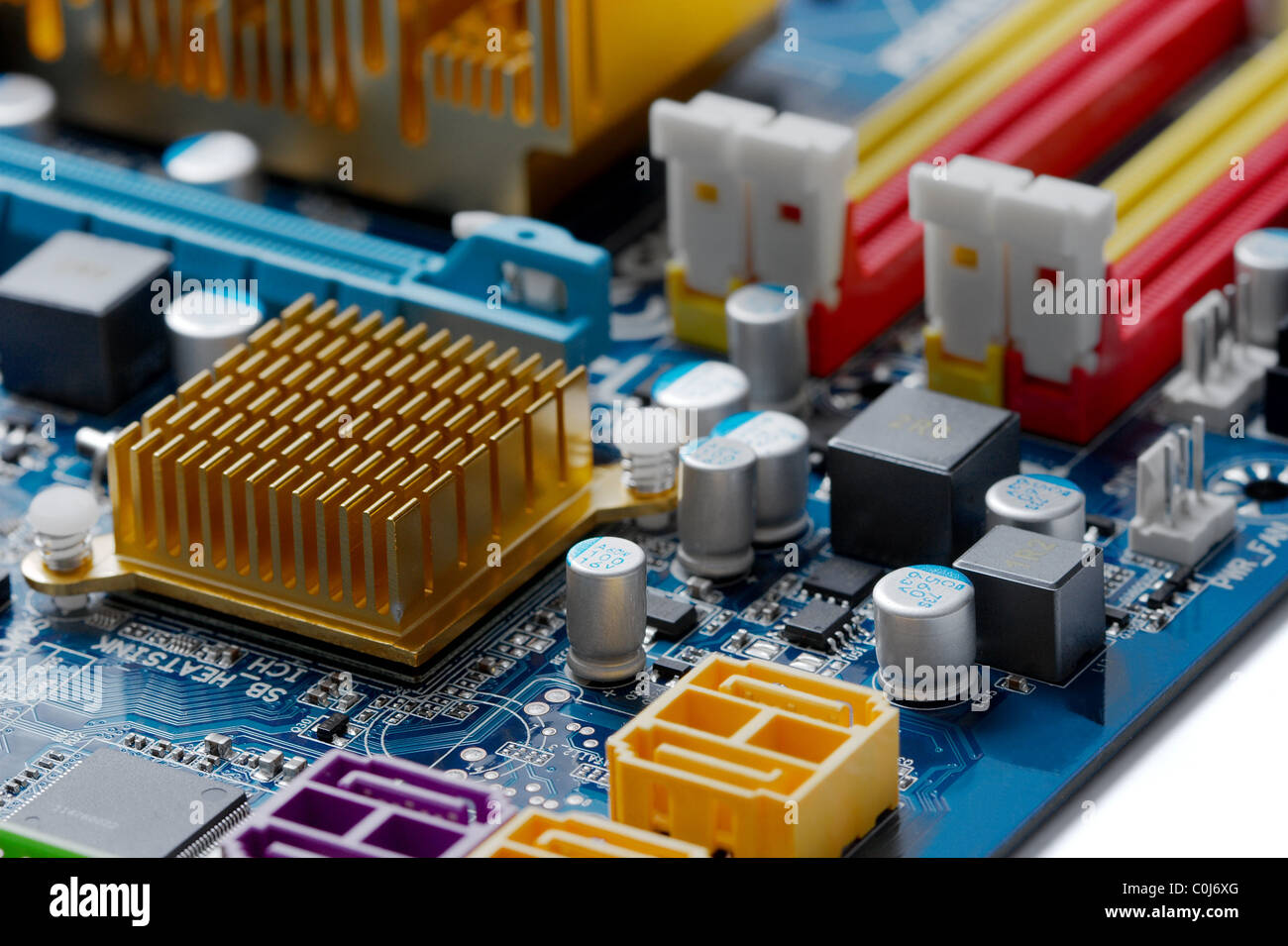 Computer mainboard electronics closeup Stock Photo - Alamy