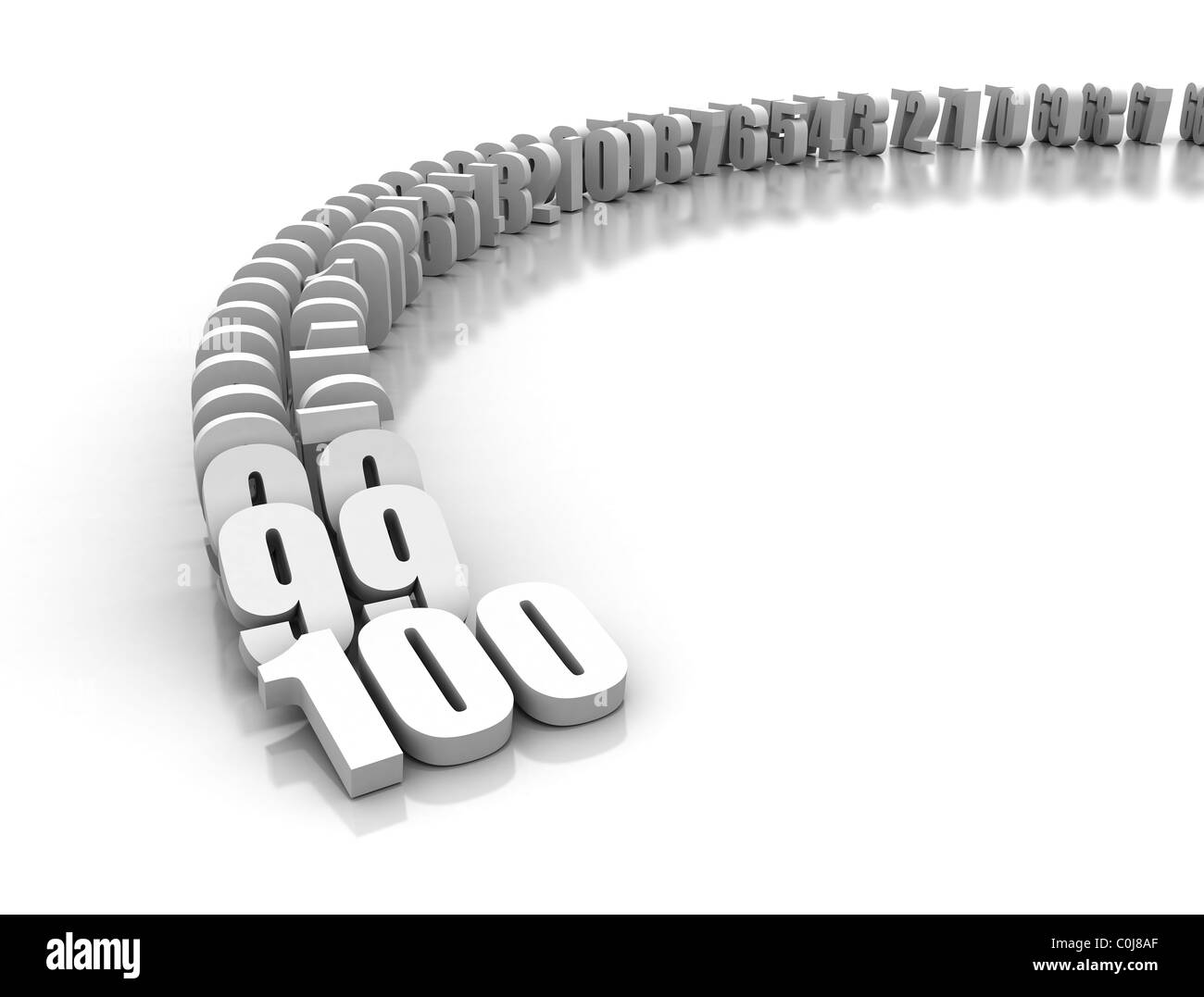 Numbers domino effect - count down from 100 Stock Photo - Alamy