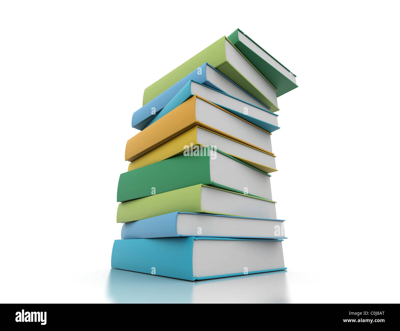 Books multi color stacked illustration on white background Stock Photo ...