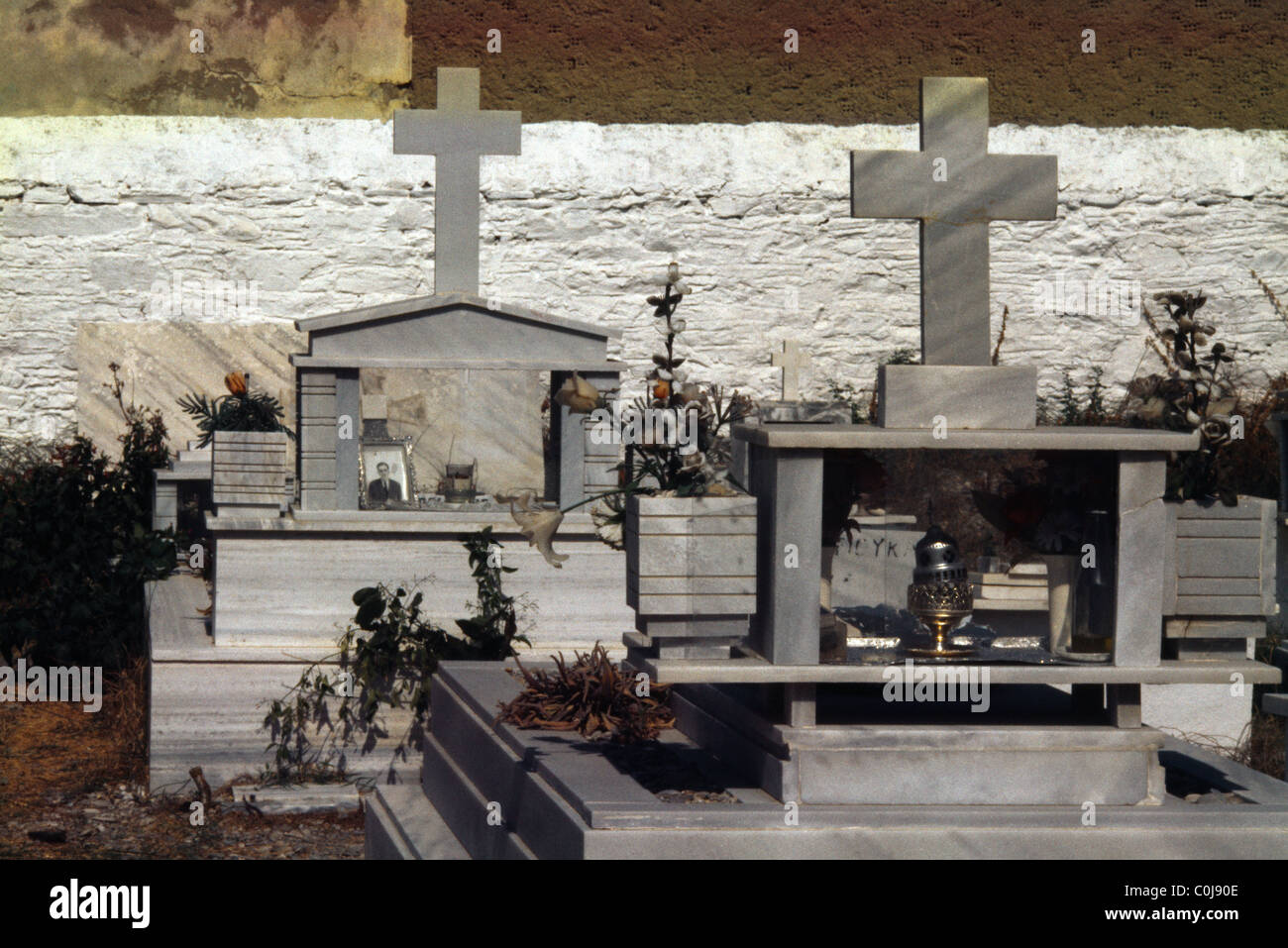 Samos Greece Graveyard Cross On Graves Stock Photo - Alamy