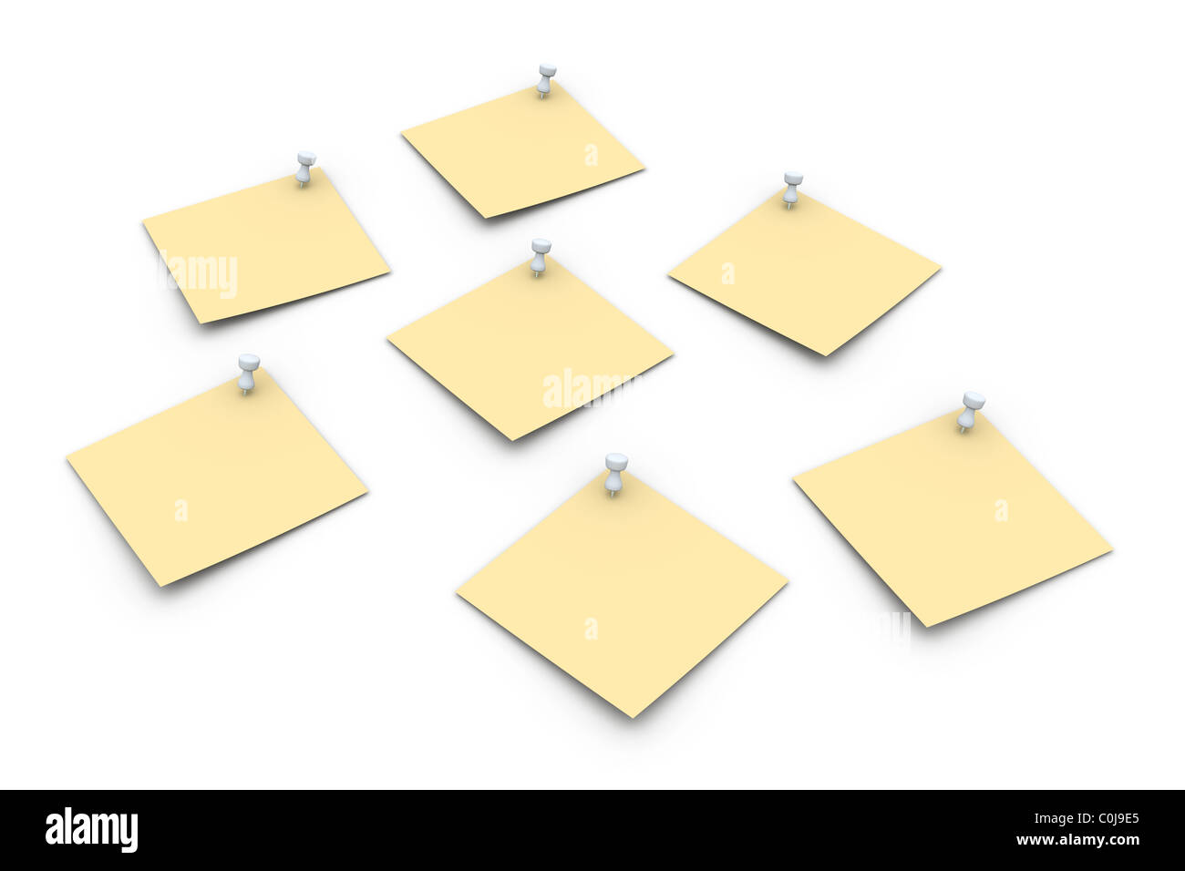 Blank pinned notes. Isolated on white Stock Photo - Alamy