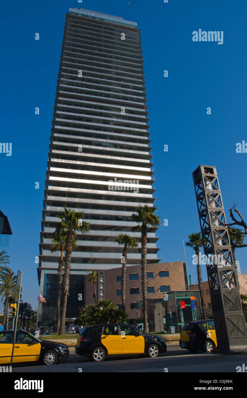 Taxi rank in front of Torre Mapfre building Barceloneta district ...