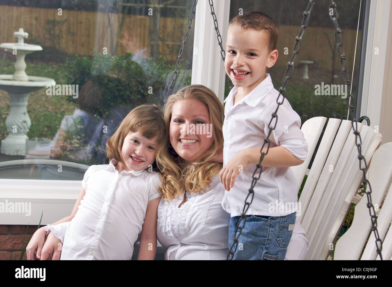 Mother and Children Enjoying a Fun Moment Stock Photo - Alamy