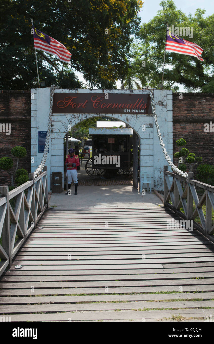 The drawbridge and entrance to Fort Cornwallis on Penang Island Stock ...