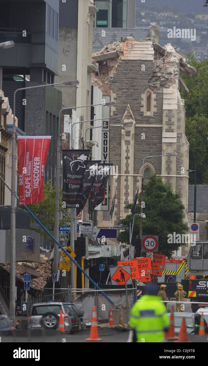 The damaged Christchurch Cathedral after a Powerful earth quake ripped ...