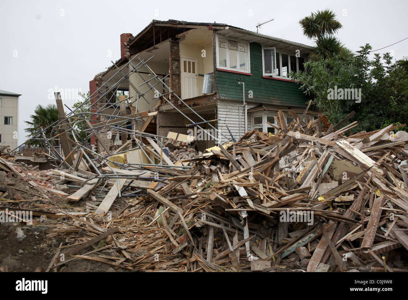 An earthquake damaged building in Christchurch after a Powerful earth ...