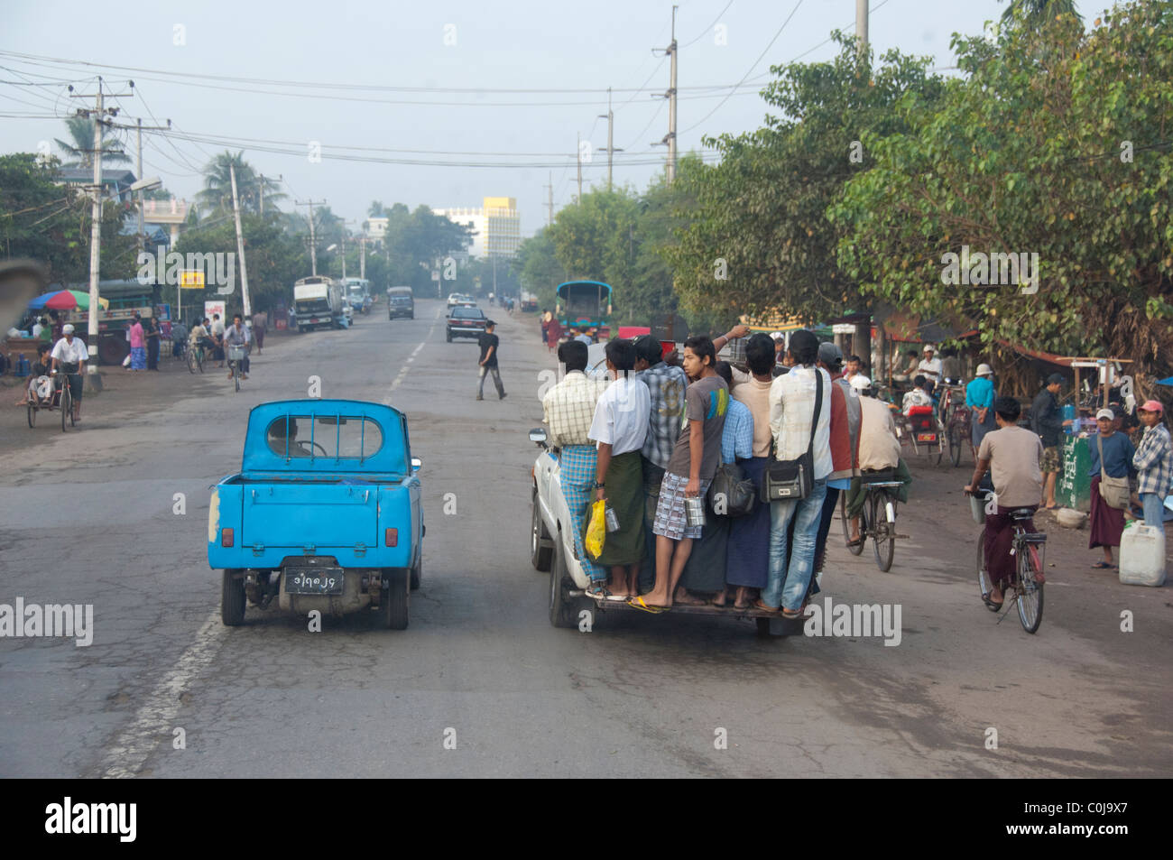 Myanmar (aka Burma), Mandalay, Amarapura. Typical overcrowded public ...