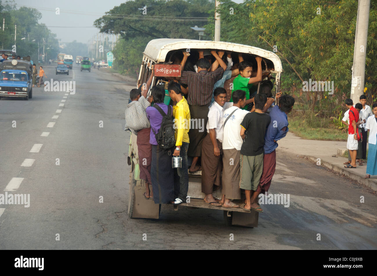Myanmar (aka Burma), Mandalay, Amarapura. Typical overcrowded public ...