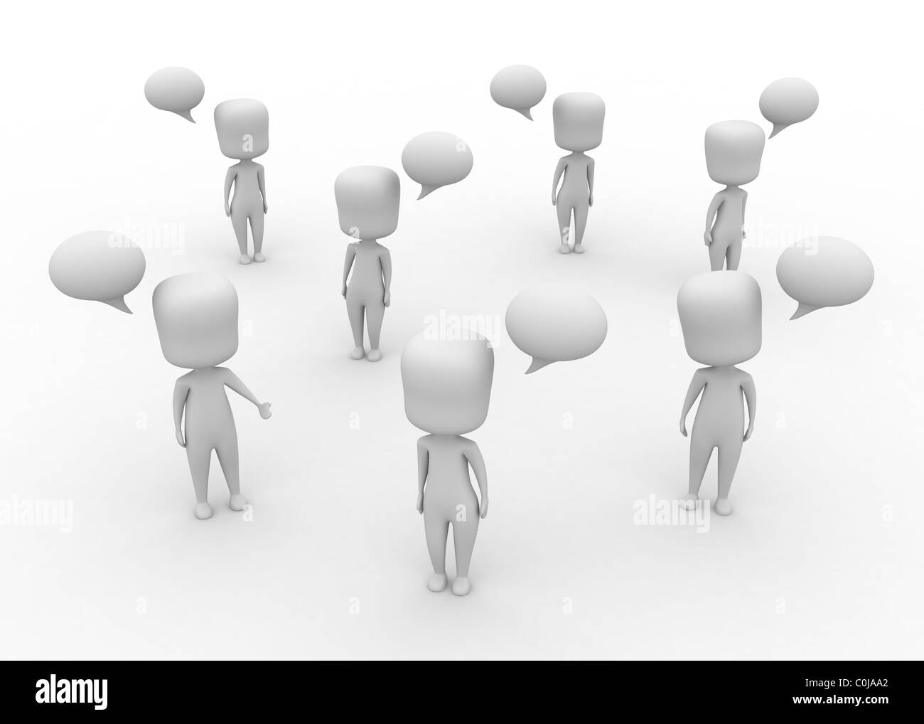 3D Illustration of a Group of People Speaking Simultaneously - Talk of ...