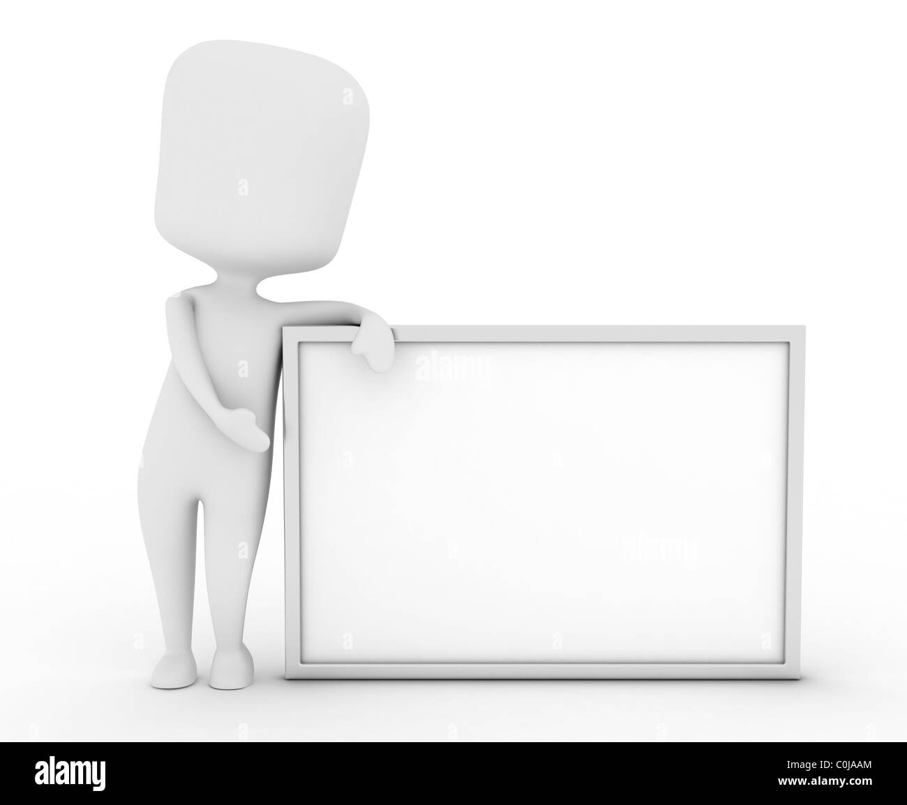 3D Illustration of a Man Posing Beside a White Board Stock Photo - Alamy
