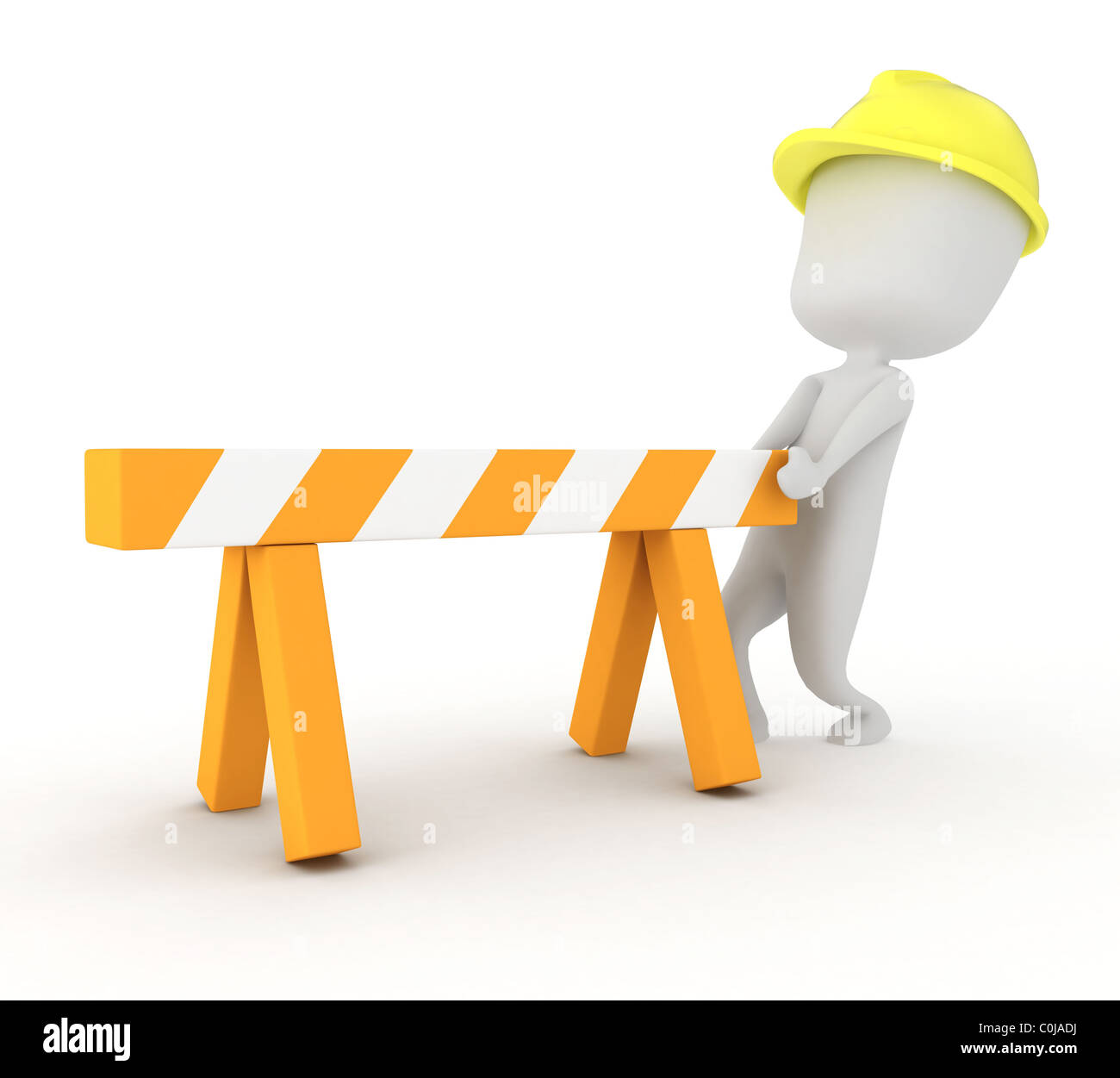 3D Illustration of a Man Putting Up a Barrier Stock Photo - Alamy