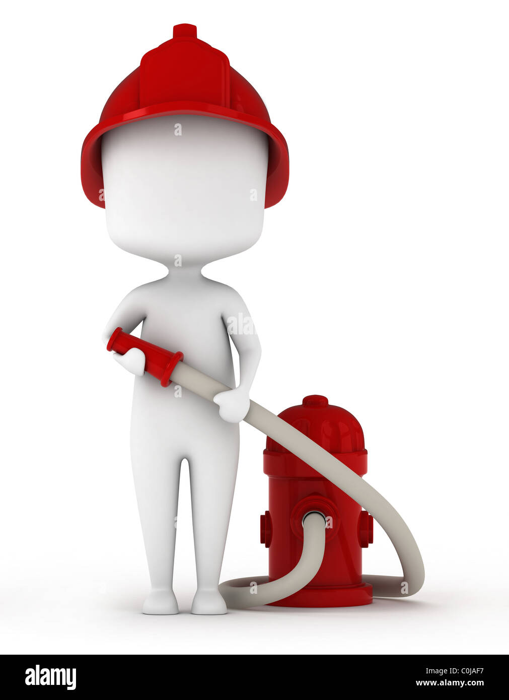 3D Illustration of a Fireman Holding a Hose Stock Photo - Alamy
