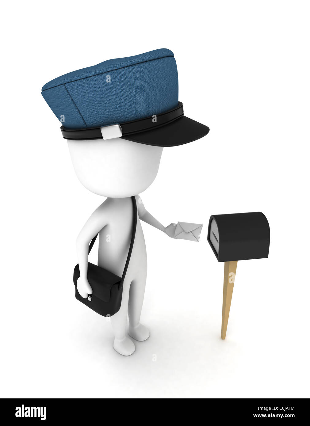 3D Illustration of a Man Putting a Letter in a Mailbox Stock Photo - Alamy