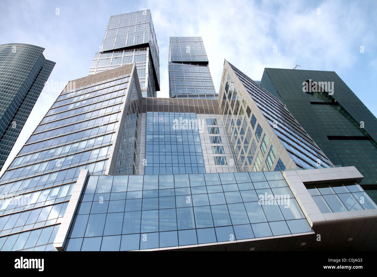Moscow city skyscraper blocks close up Stock Photo - Alamy