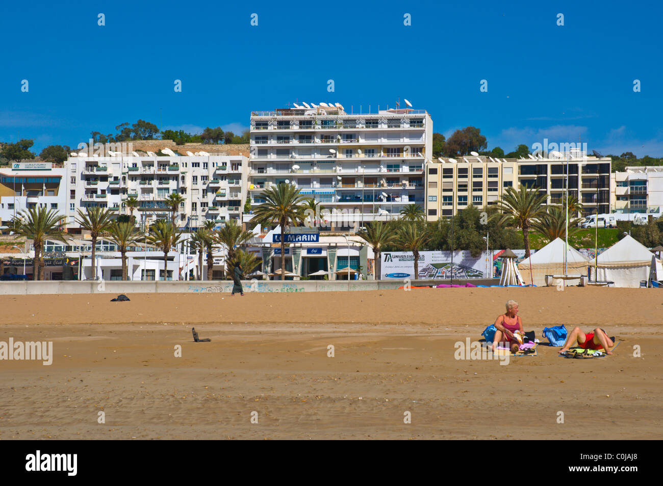 People on beach Agadir the Souss southern Morocco Africa Stock Photo ...