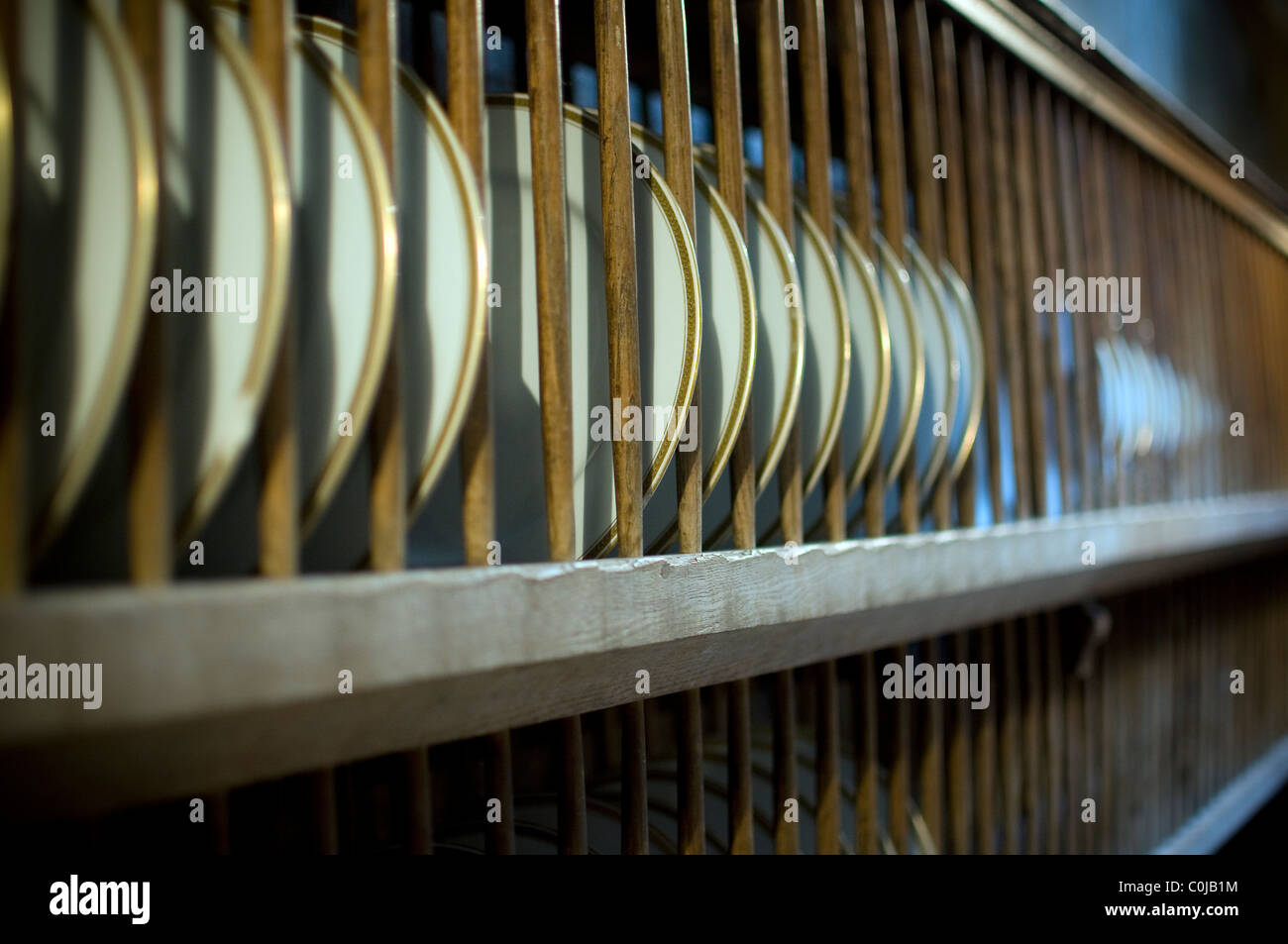 bespoke open kitchen plate rack Stock Photo - Alamy