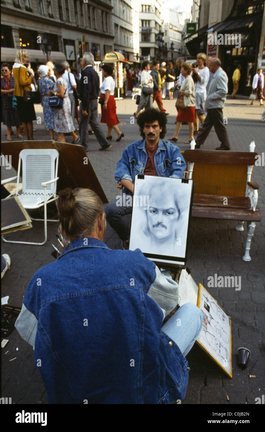 Budapest, Hungary. A street artist draws a portrait. Photo by:Richard ...