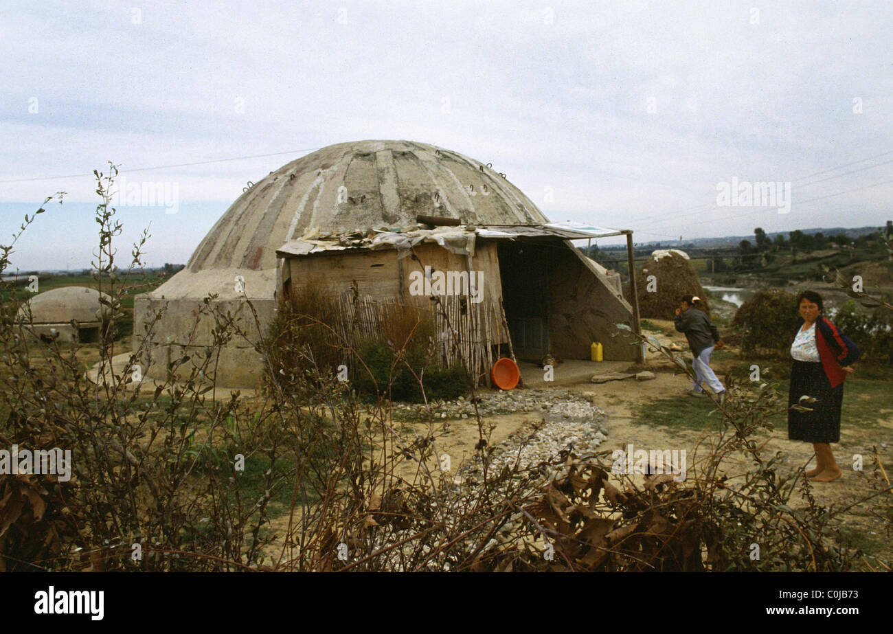 One of the thousands of dome-shaped bunkers built during the Hoxha era ...