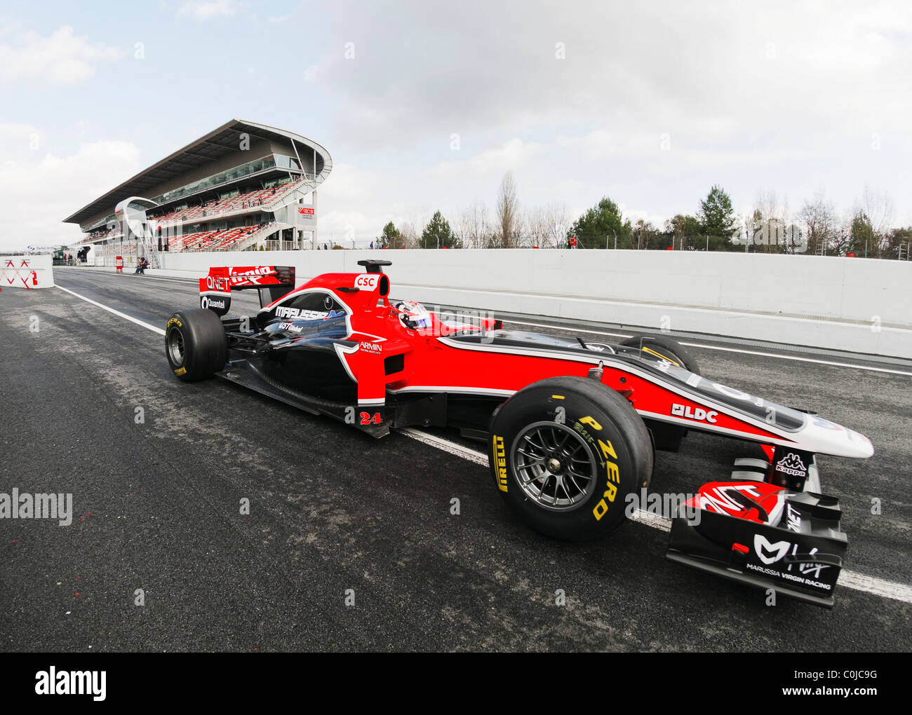 Timo Glock in the Marussia Virgin MVR-02 Formula One race car In Feb ...