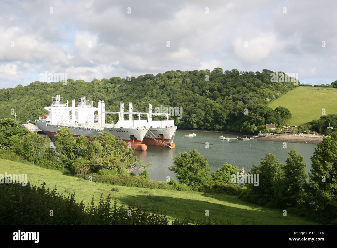 Deep water moorings at Turnaware point River Fal Cornwall used in ...