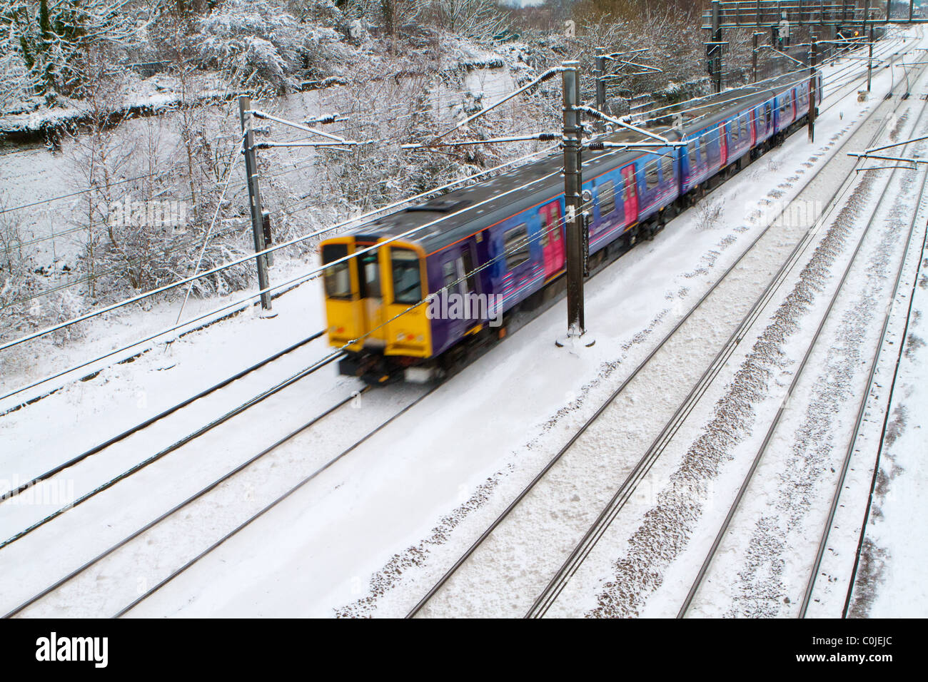 First Capital Connect commuter train in the snow, London Stock Photo ...