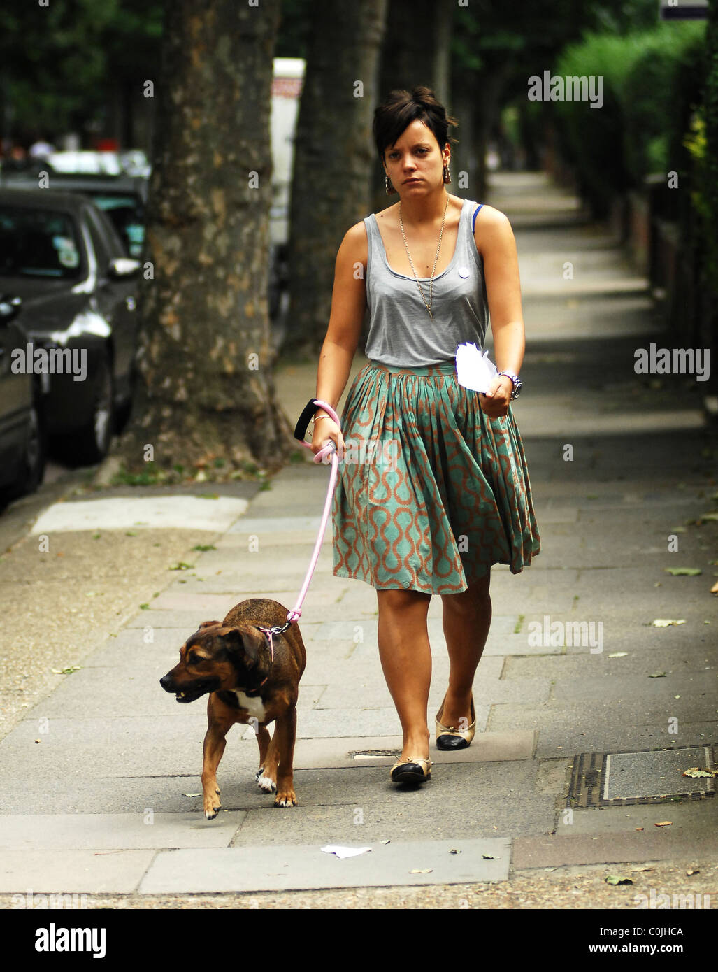Lily Allen meets up with a friend while out walking her dog London ...