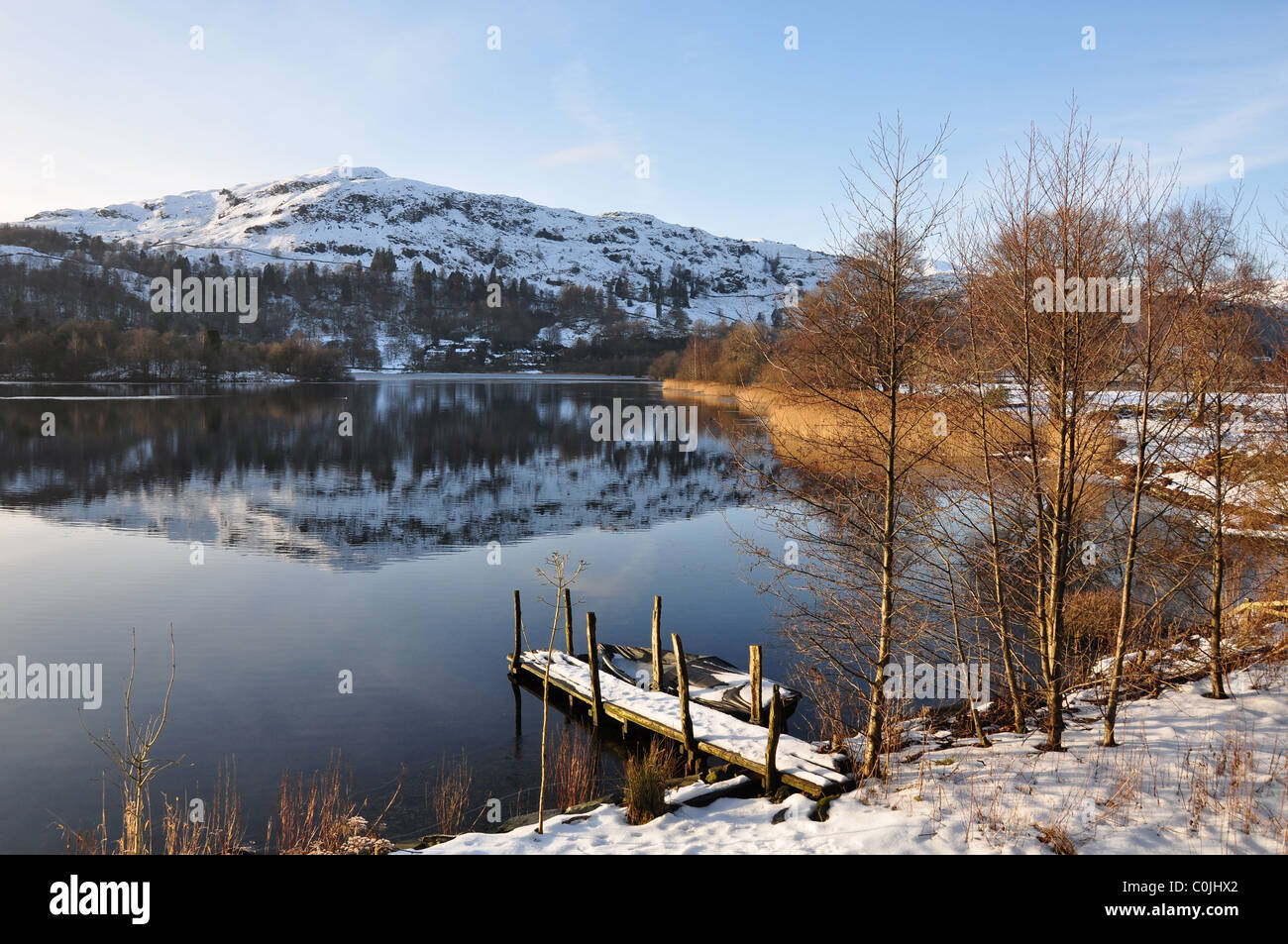 Cumbria near william wordsworths dove cottage boat jetty hi-res stock ...