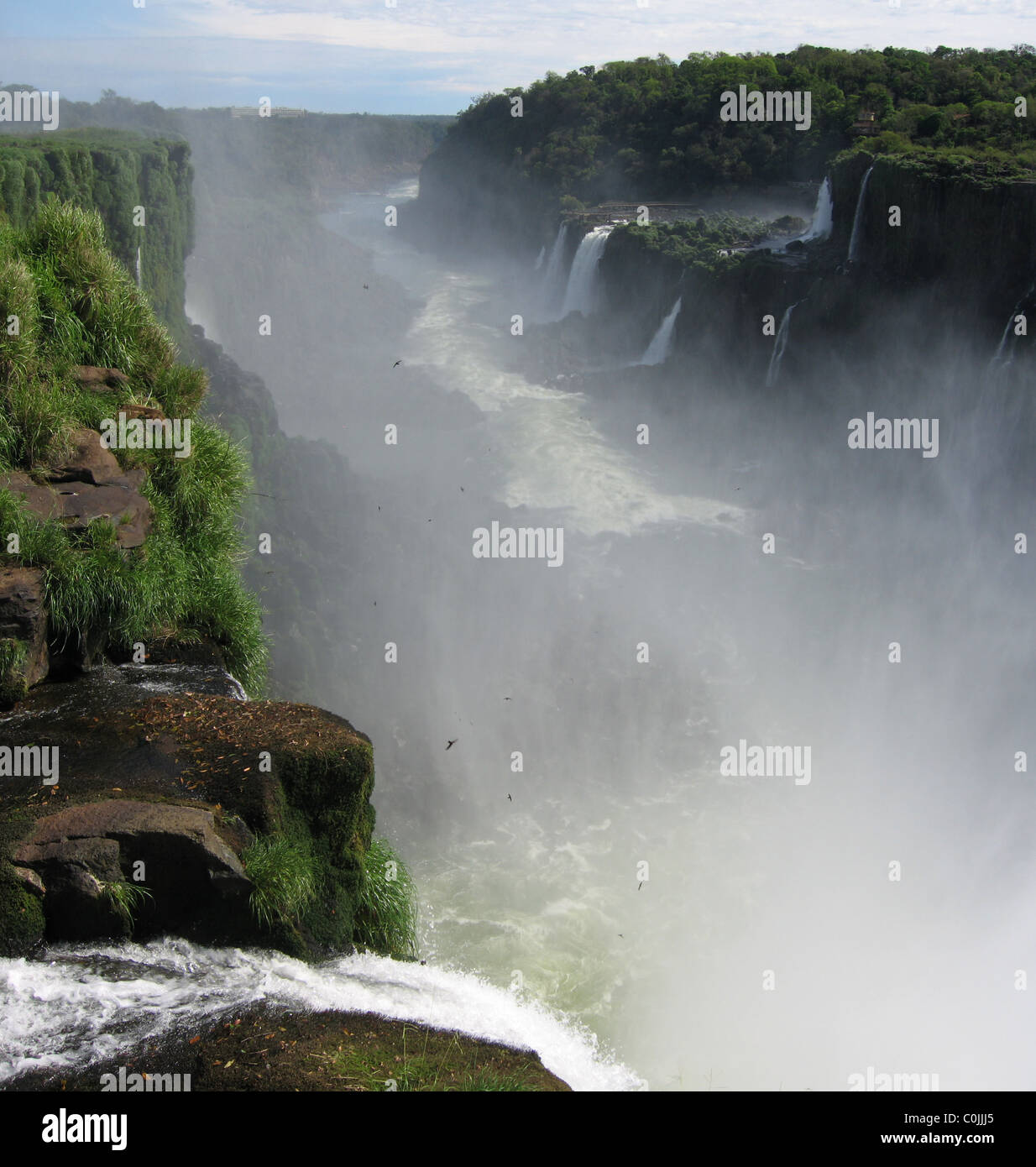 Panoramic image Iguazu Falls, waterfalls in Brazil and Argentina Stock ...