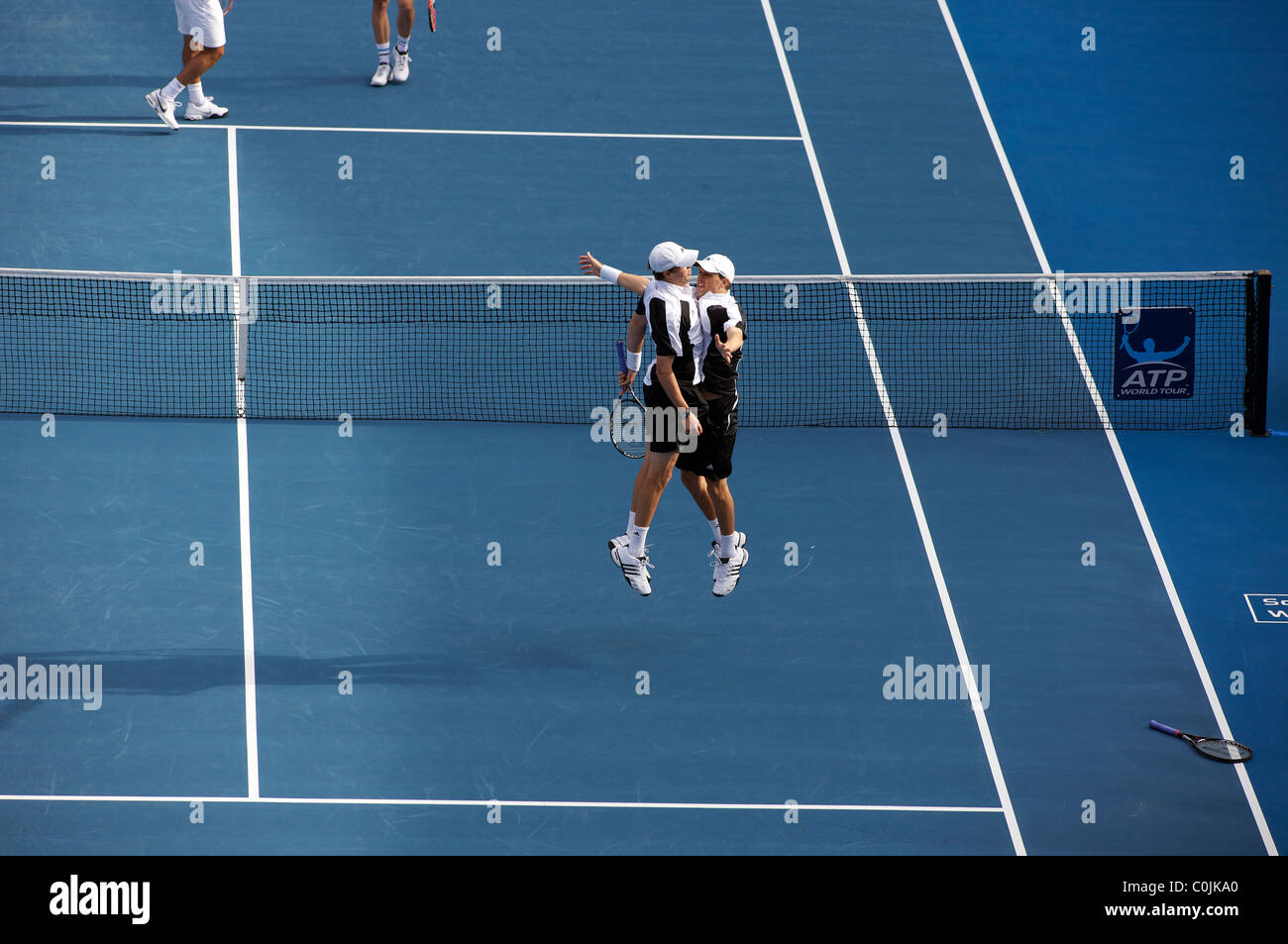 Tennis twins Bob and Mike Bryan of the USA after their doubles victory ...