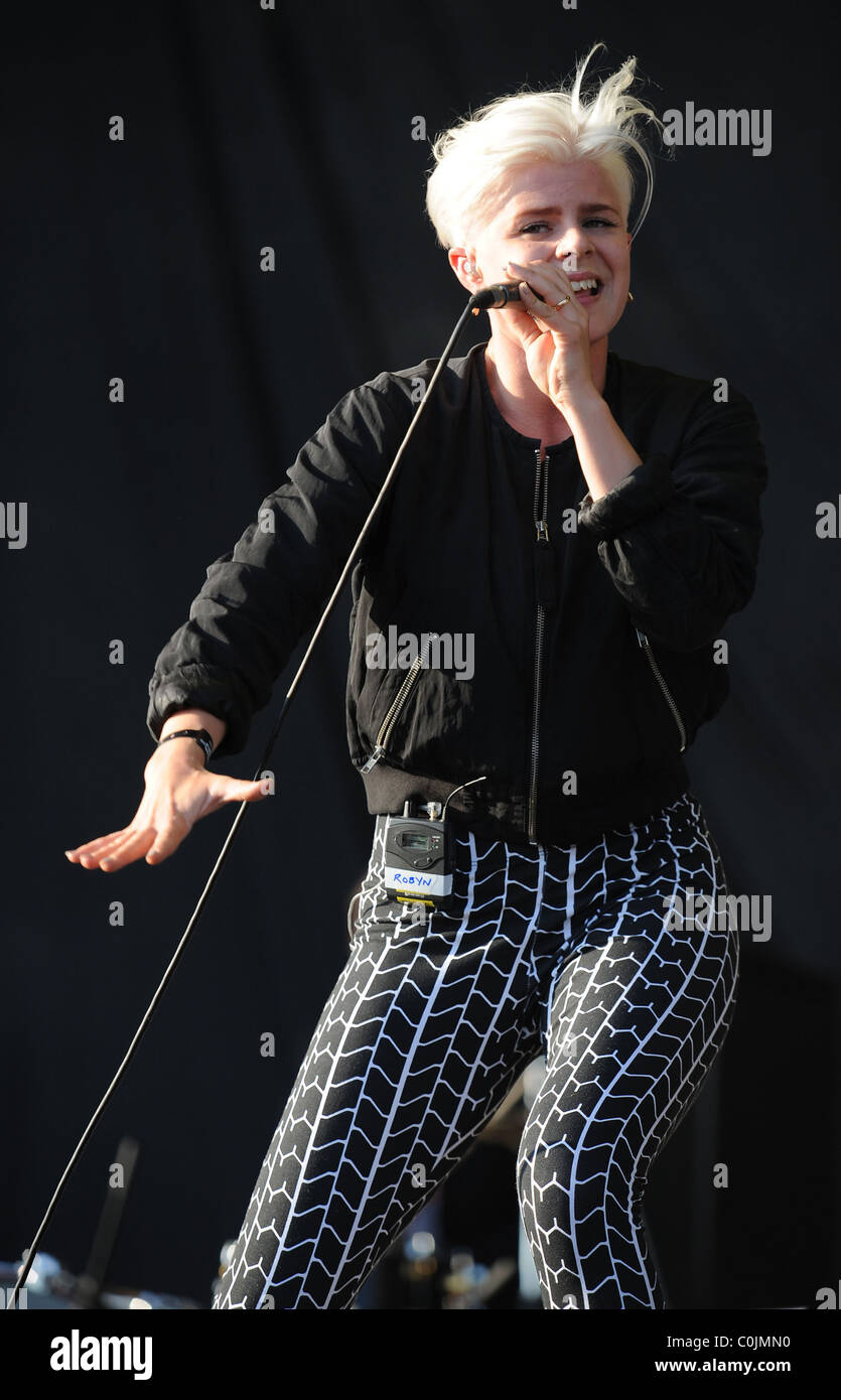 Robyn performs live on stage at the 2008 Godskitchen Global Gathering ...