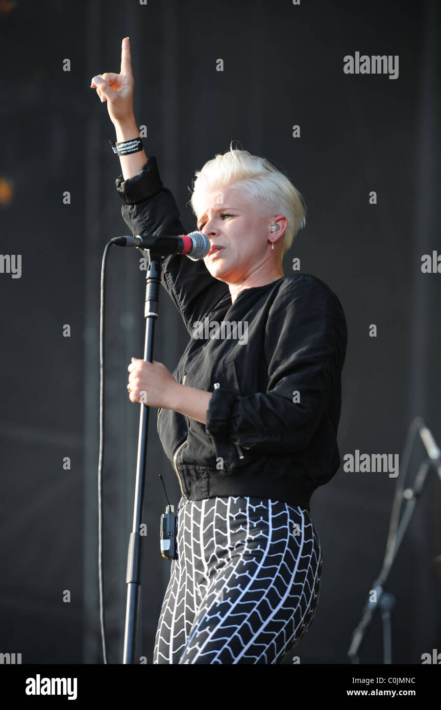Robyn performs live on stage at the 2008 Godskitchen Global Gathering ...