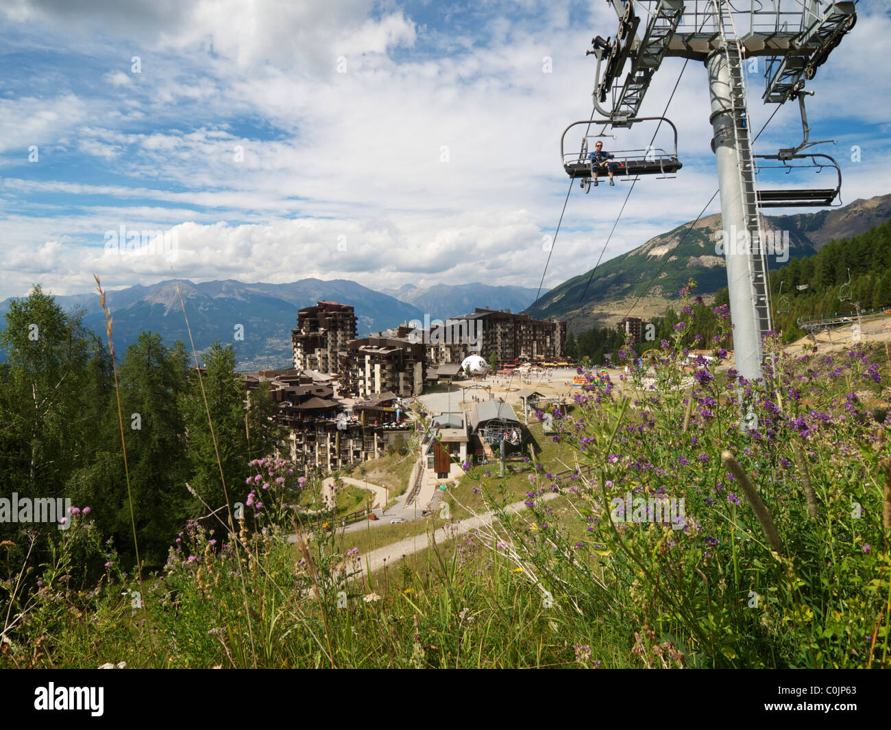 Les Orres ski station in summer, Hautes Alpes French Alps, France Stock ...