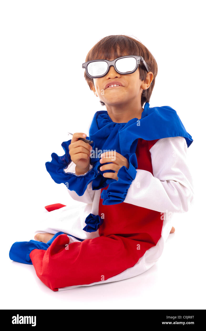 Funny child boy grimacing on white background Stock Photo - Alamy