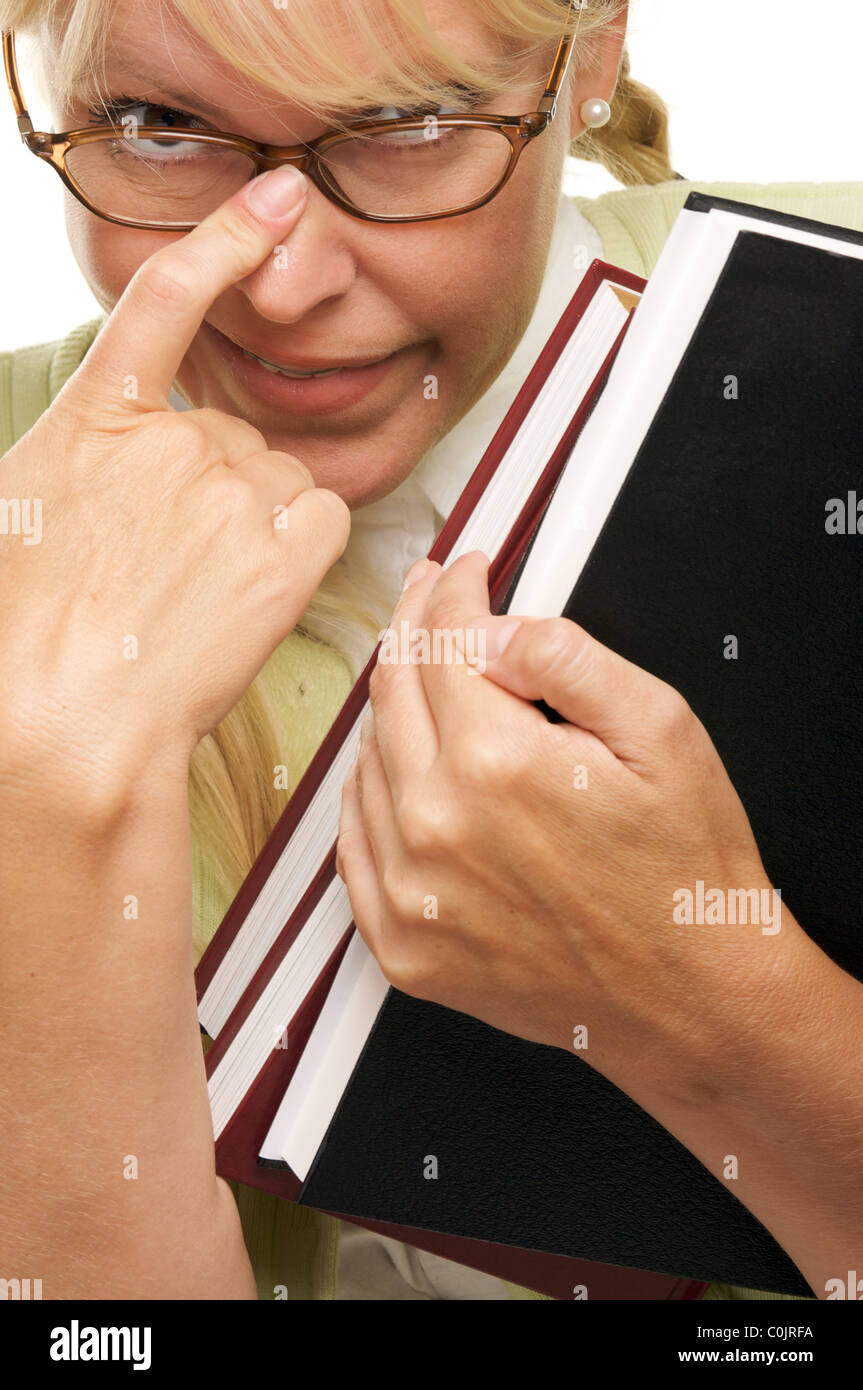 Nerdy Bookworm Student with Braces Carrying Her Books isolated on a ...